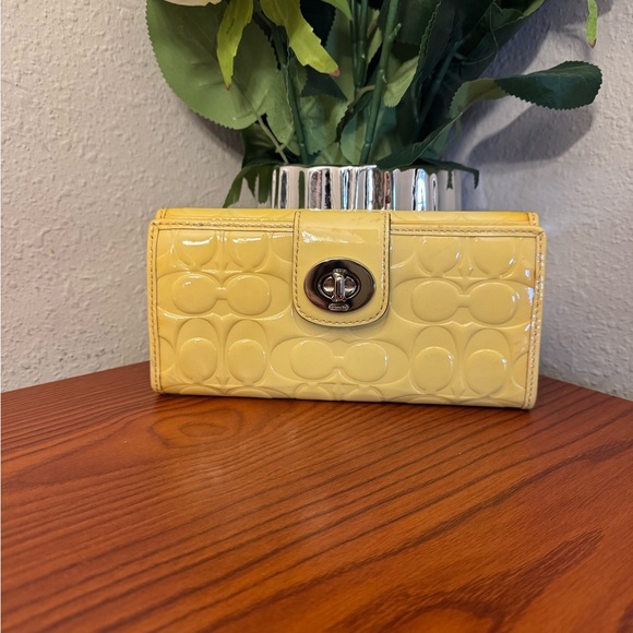 Coach | Bags | Coach Yellow Patent Leather Clutch | Poshmark